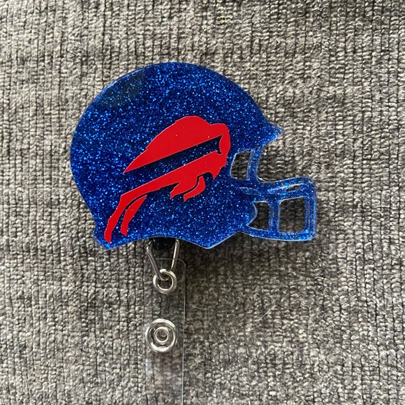 Handmade | Accessories | Buffalo Football Helmet Retractable Name Badge ...